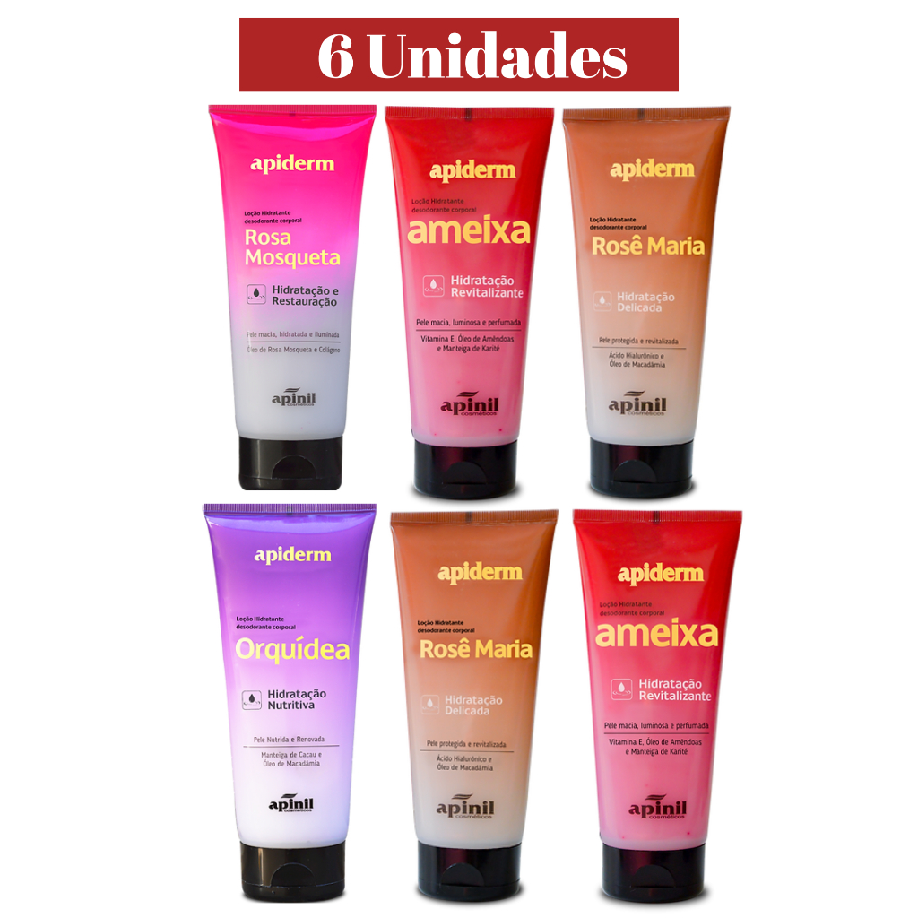 LOÇÃO HIDRATANTE CORPORAL APIDERM APINIL KIT 6 UNIDADES | Shopee Brasil