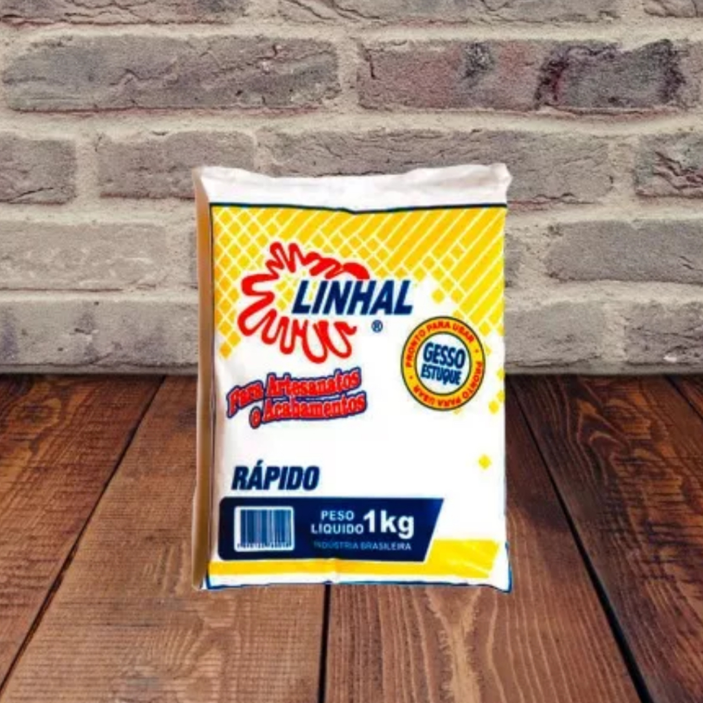 Gesso Estuque rápido Linhal 1Kg | Shopee Brasil