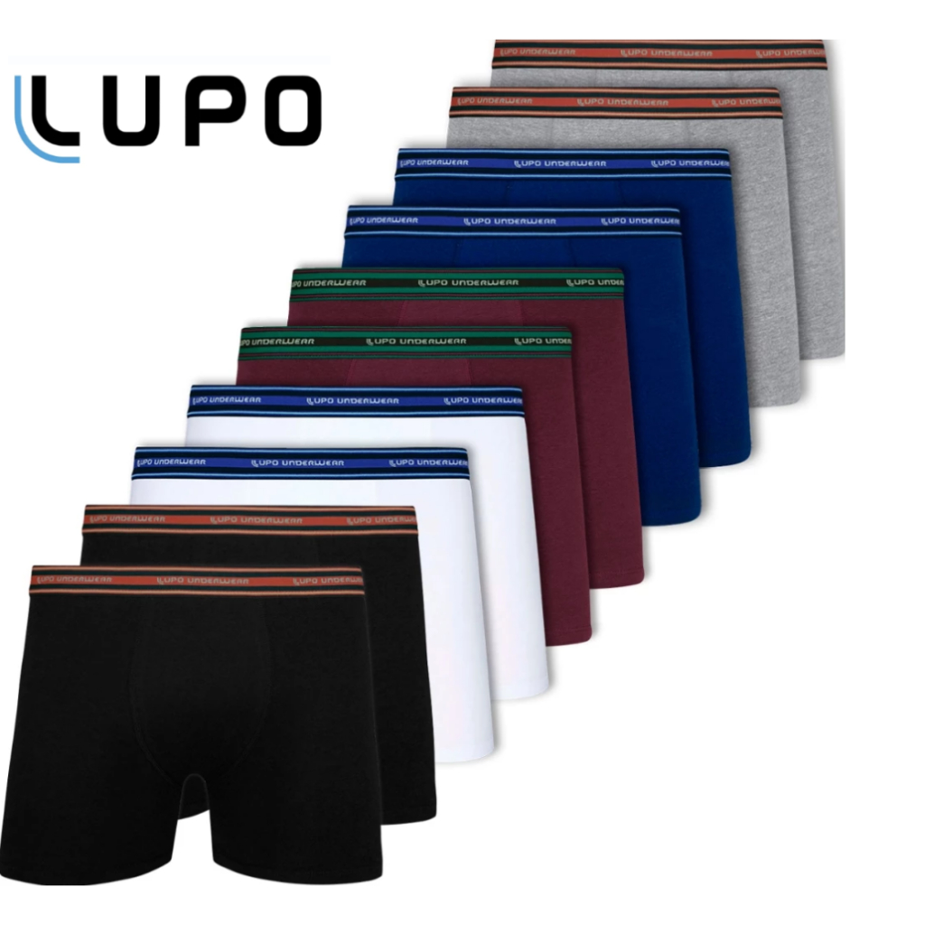Kit 9 Cuecas Lupo Original Boxer Algodão Masculino Box Cotton Cueca ...