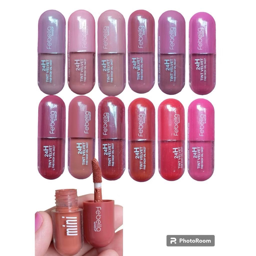 Mini Batom Matte Velvet lipstick Liquido 24 horas Veludo Fosco Febella ...