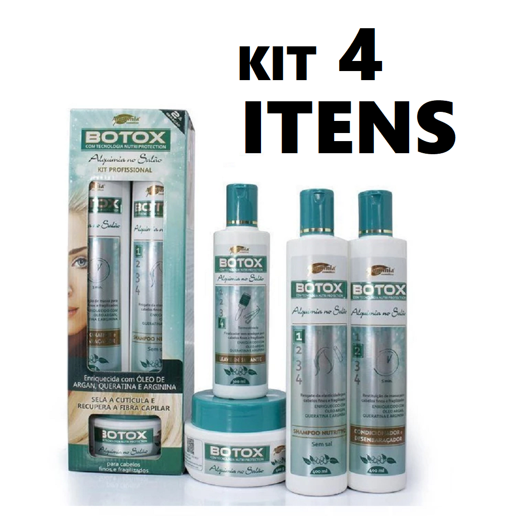 Kit Capilar Botox Profissional 4 Itens com Óleo De Argan, Queratina e ...