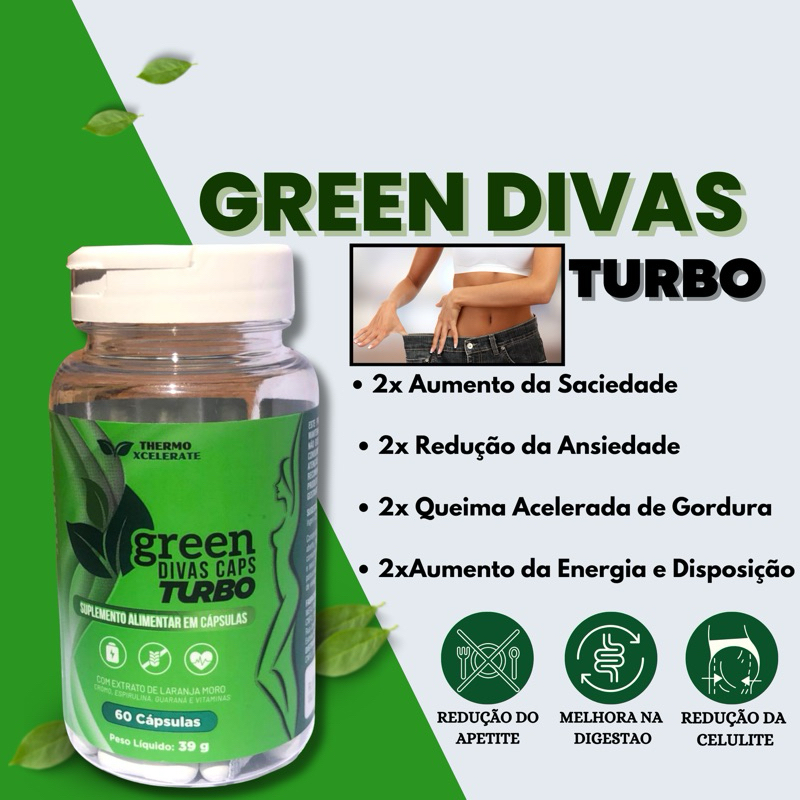 Green Divas T.U.R.B.O (EXTRA FORTE) Suplemento Natural com 60 Caps ...