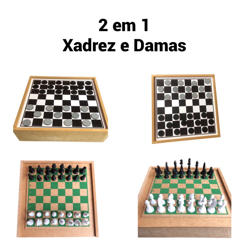 JOGO TABULEIRO XADREZ E DAMAS | Shopee Brasil