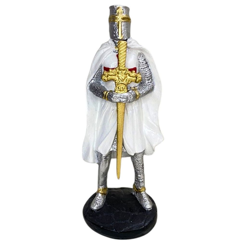 Cavaleiro Templário Cruz dourada Resina Espada Medieval 23cm | Shopee ...