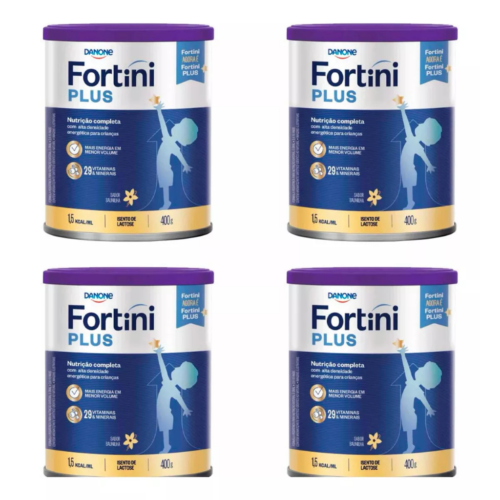 Kit 4 latas Fortini Plus Sabor Baunilha 400G | Shopee Brasil