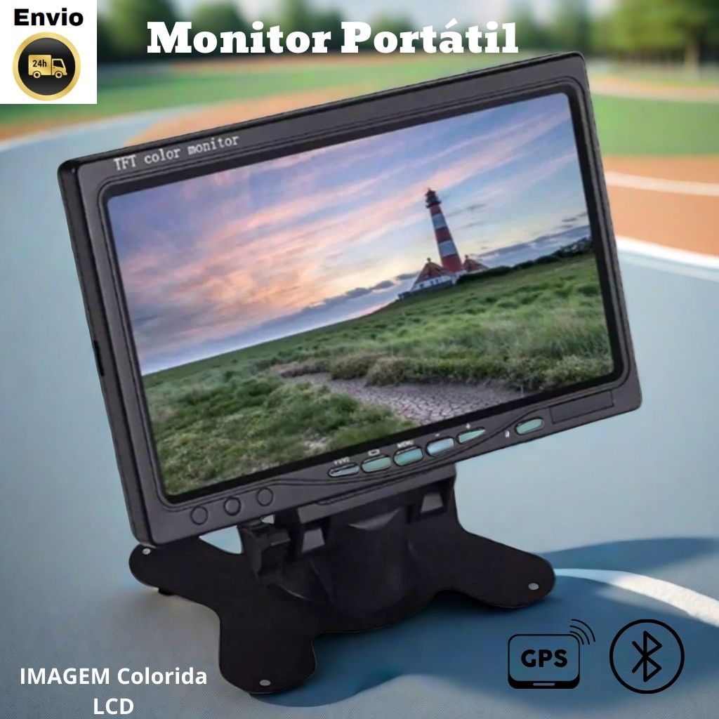 Monitor Portátil LCD 7 Polegadas Cor Preto | Shopee Brasil
