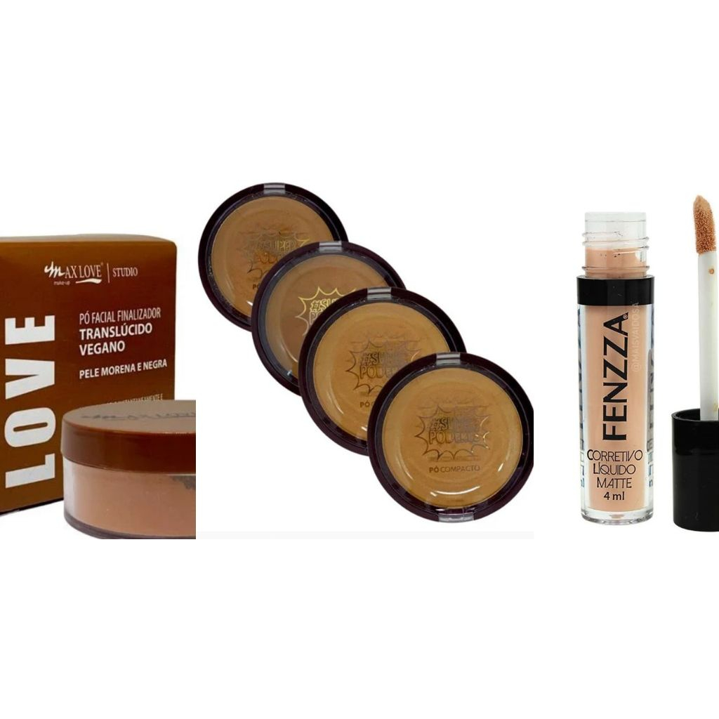 kit pó translucido + pó compacto +corretivo matte (3 itens) | Shopee Brasil