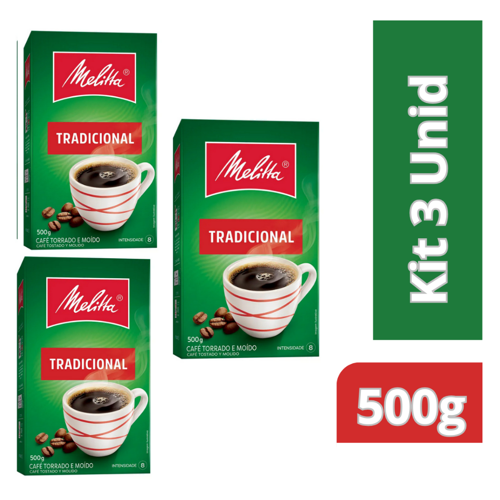 Café Torrado E Moído Tradicional Melitta Caixa 500g Kit 3 Unidades ...