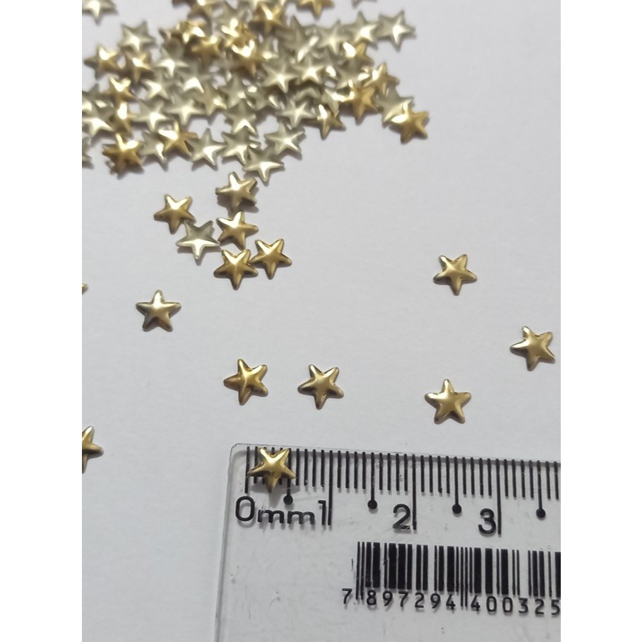 Strass Tachinha Metal Estrela 6mm Cor: Dourada Pacote c/ 144 unidades ...