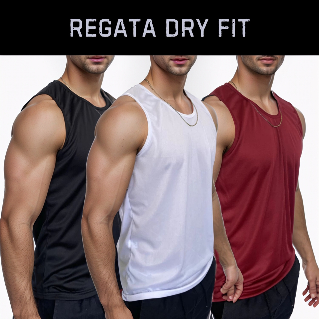 Regatas Dry Fit Masculina Casual Treino Academia Esportes Exercícios ...