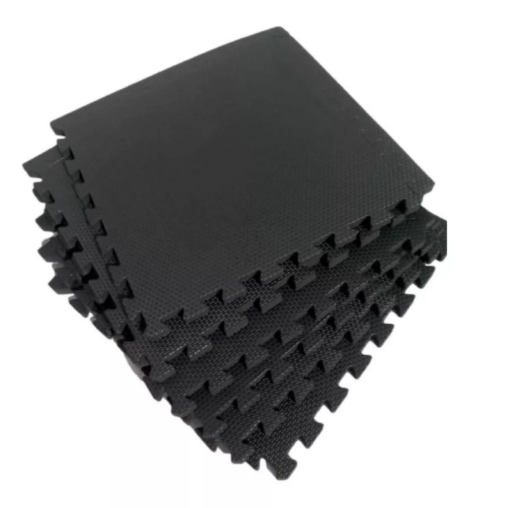 Kit 12 Tatames Tapetes EVA 50x50x2cm 20mm Pretos com Bordas de ...
