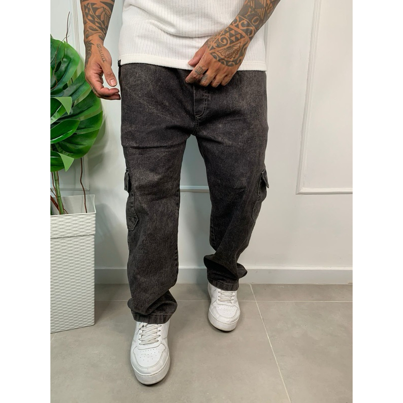 Calça Cargo dazzling estonada grafite marmorizada Sarja Jeans skate ...