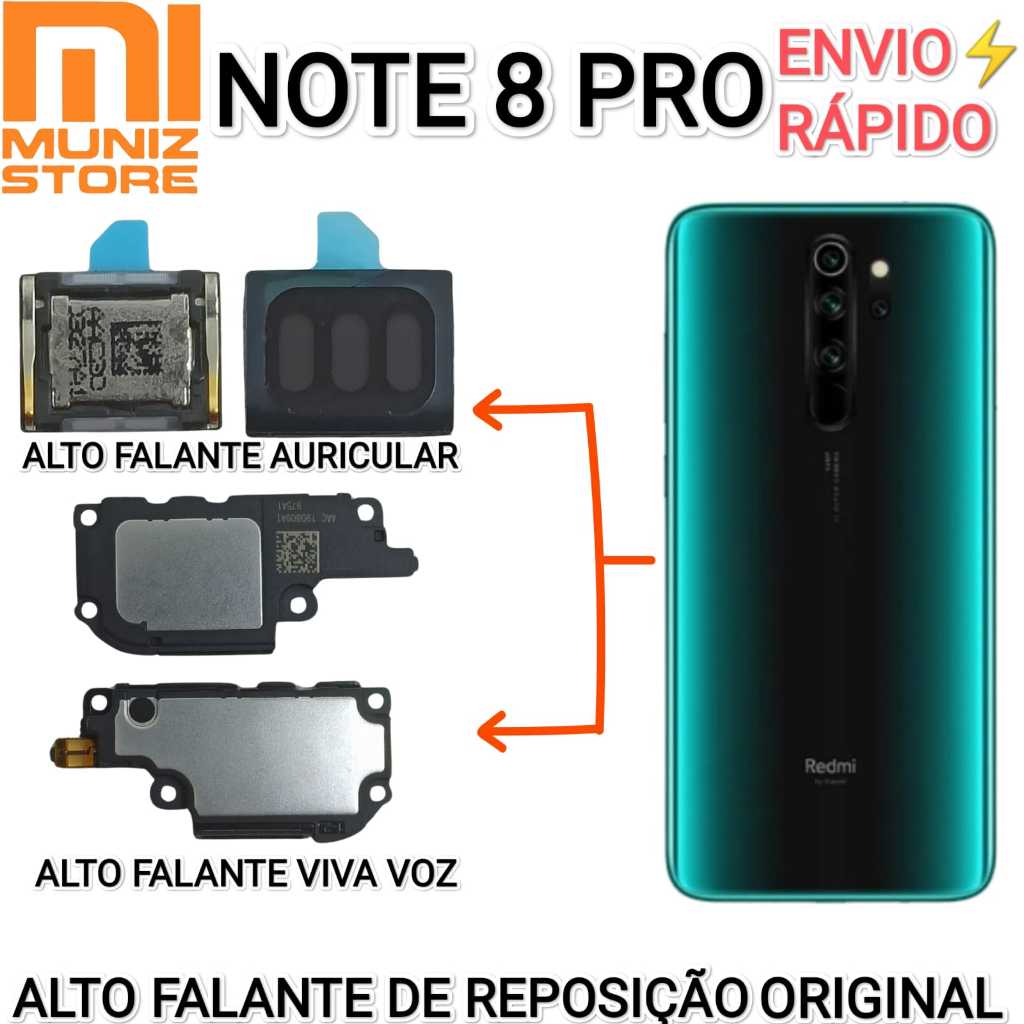 Alto Falante Redmi Note 8 Pro Buzzer Speaker Xiaomi Auricular e Viva ...