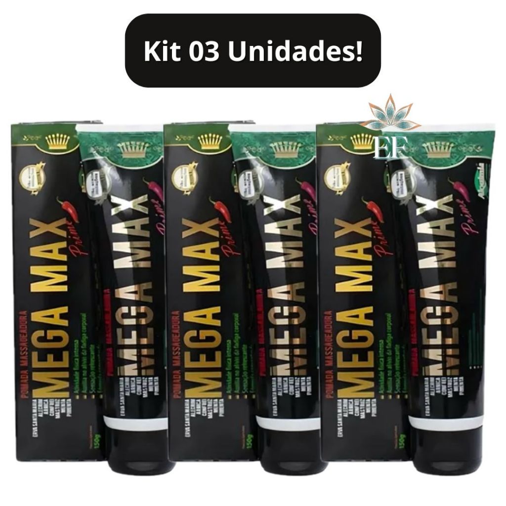 Kit 3 Unidades: Pomada Massageadora Mega Max Prime 150g | Shopee Brasil