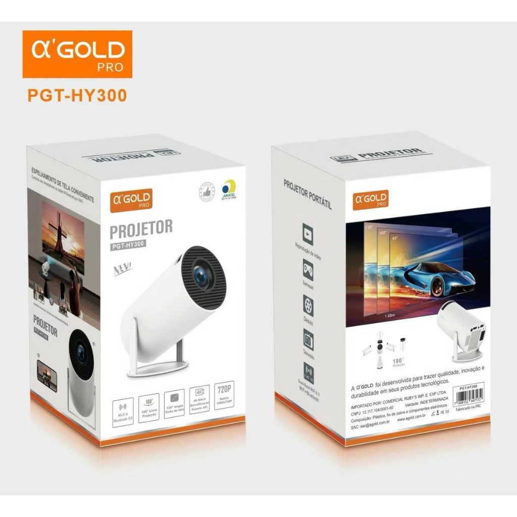 Projetor 4K HD 150 Polegadas Celular, Tv B0x, Xbox, PS, Pc, Wifi e ...