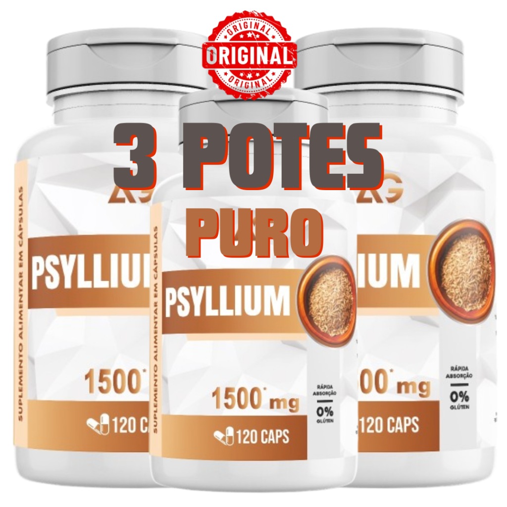 Psilyum Puro Original Kit Econômico 360 Cápsulas 500mg 3 Potes Auge ...