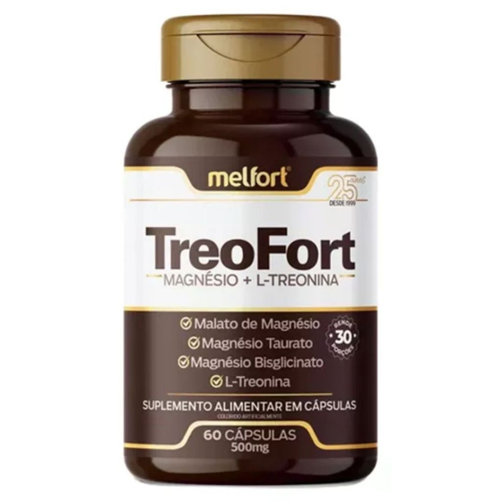 Treofort Magnesio + L-Treonina 500mg - 60 Caps - Melfort | Shopee Brasil