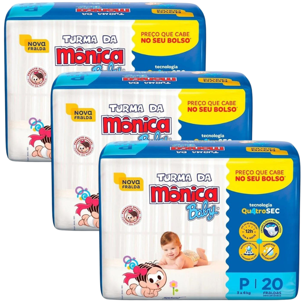 Pacotes de Fralda Descartável Turma da Mônica Baby | Shopee Brasil