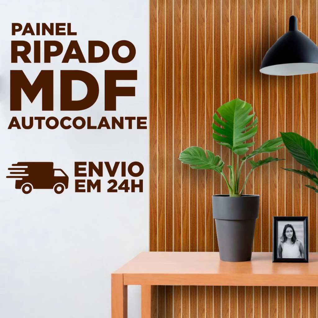 Placa Ripada Adesiva MDF Autocolante Kit Painel Ripado Decorativo ...
