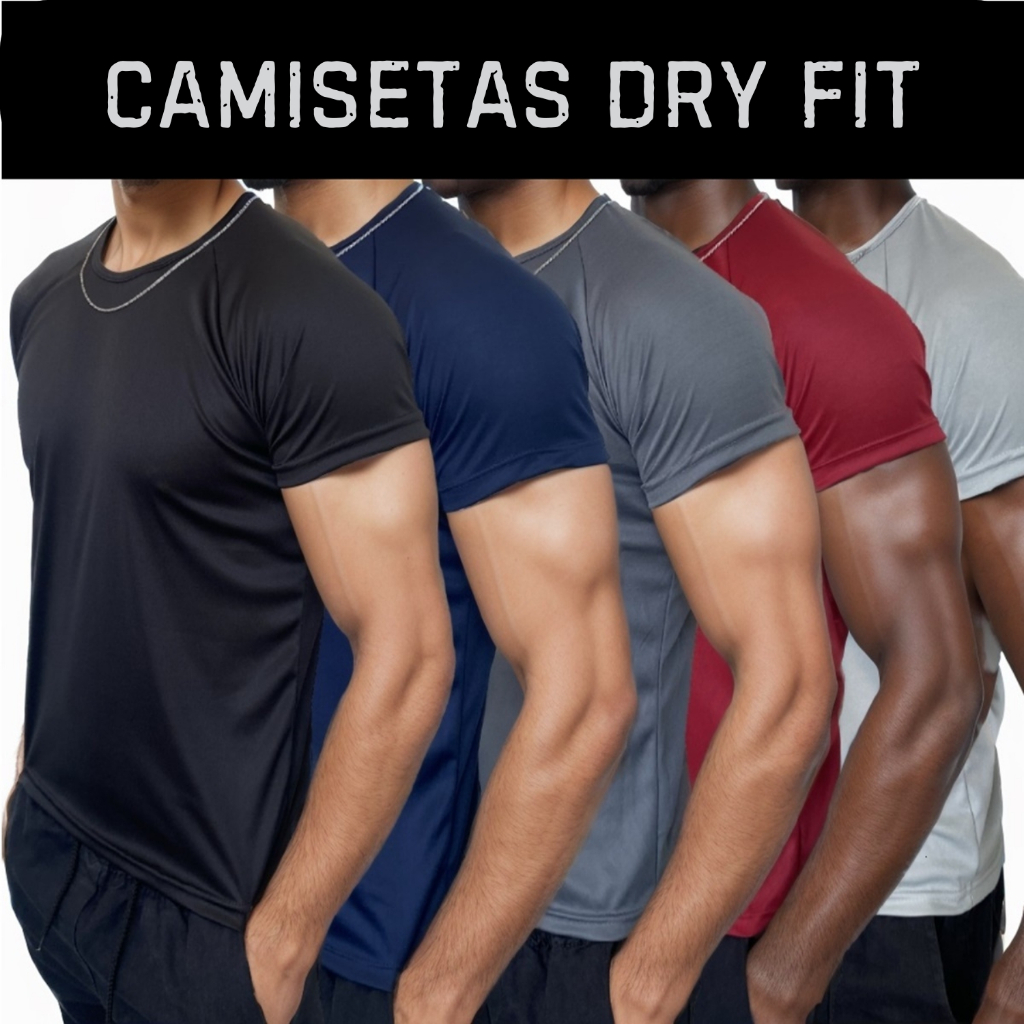 Camiseta Dry Fit Masculina Casual Malha Fria Moda Fitness Treino ...