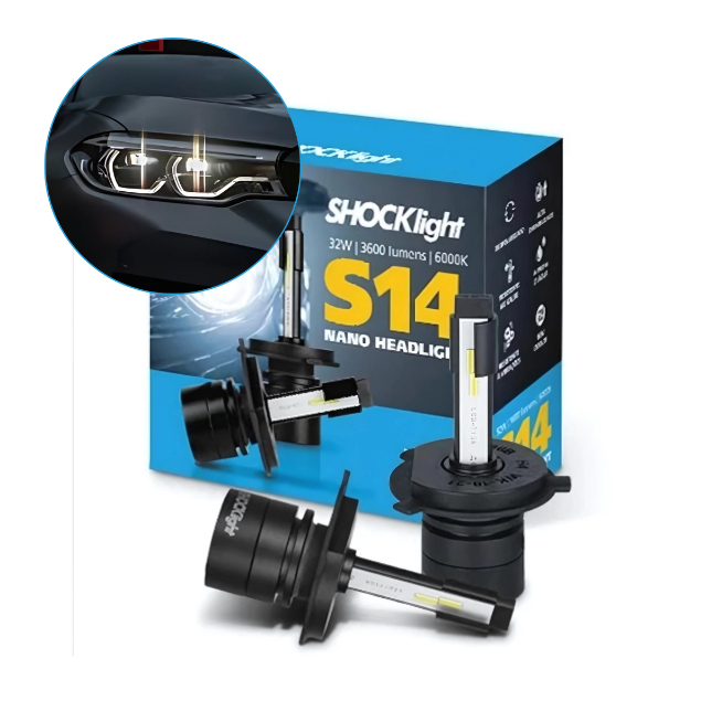 Par Lâmpada Super Led Farol Carro Moto Automotiva Nano Shocklight S14 ...