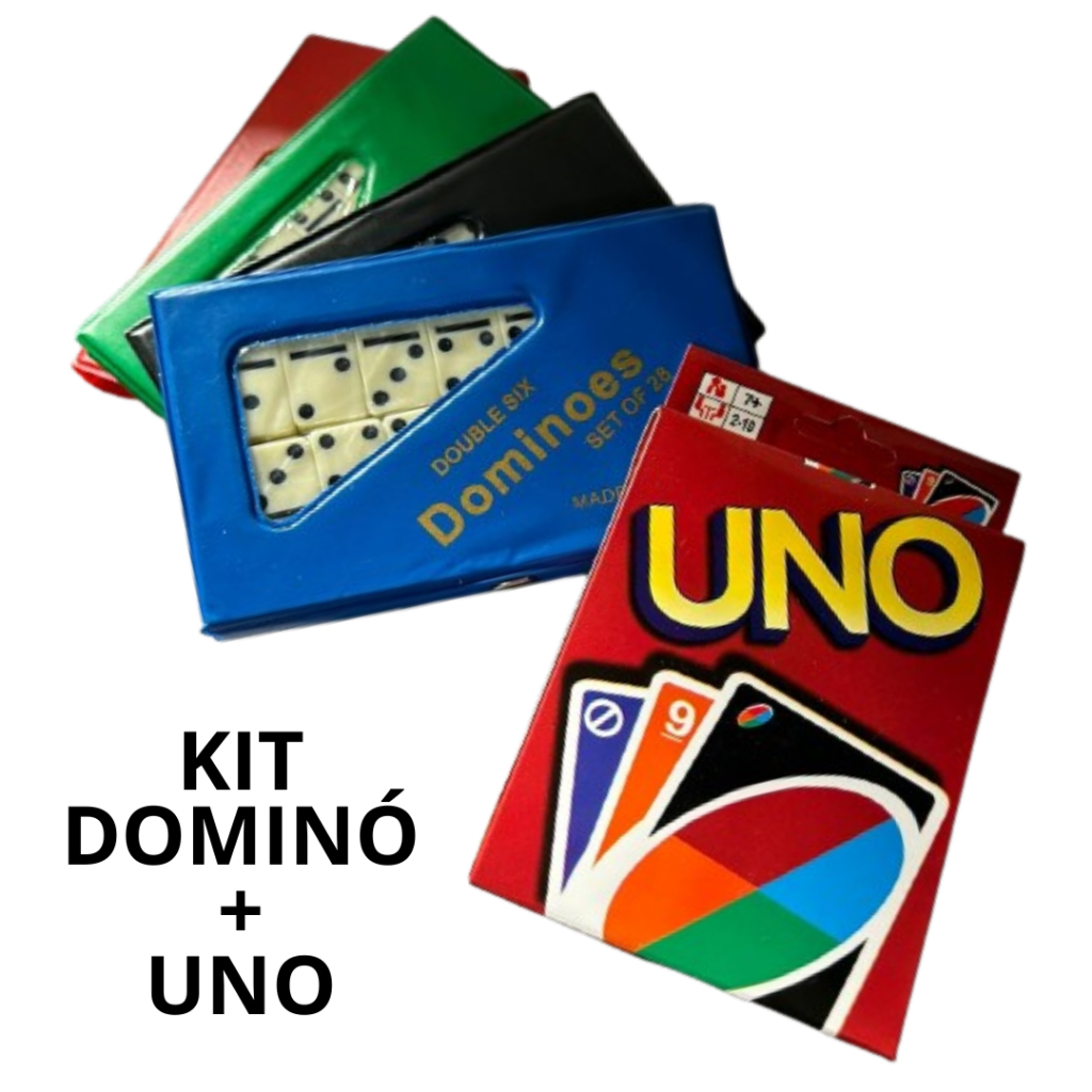 Kit Jogos Domíno e Uno 28 Peças e 108 Cartas Jogo Clássico Jogo ...