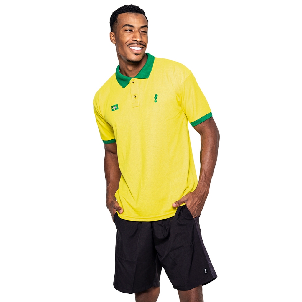 Camisa Polo Copa do Mundo Brasil Seleção Brasileira Polo Marine ...
