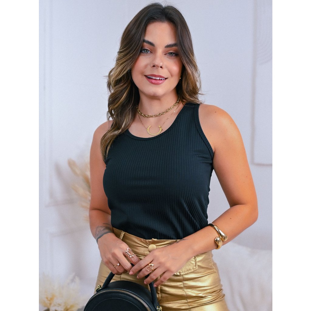 Regata Canelada Feminina Casual Básica | Shopee Brasil