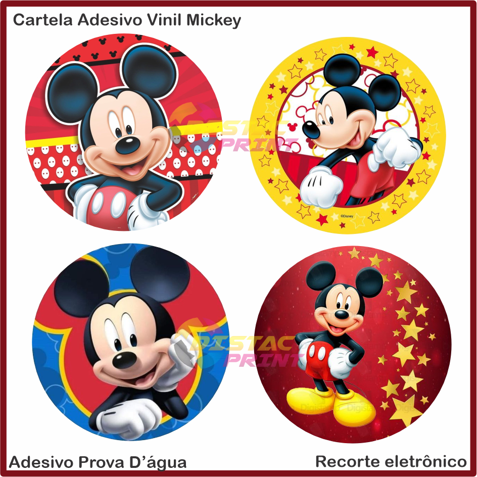 Kit 120 Etiquetas Adesivas Mickey | Adesivo Redondo Mickey | Turma do ...