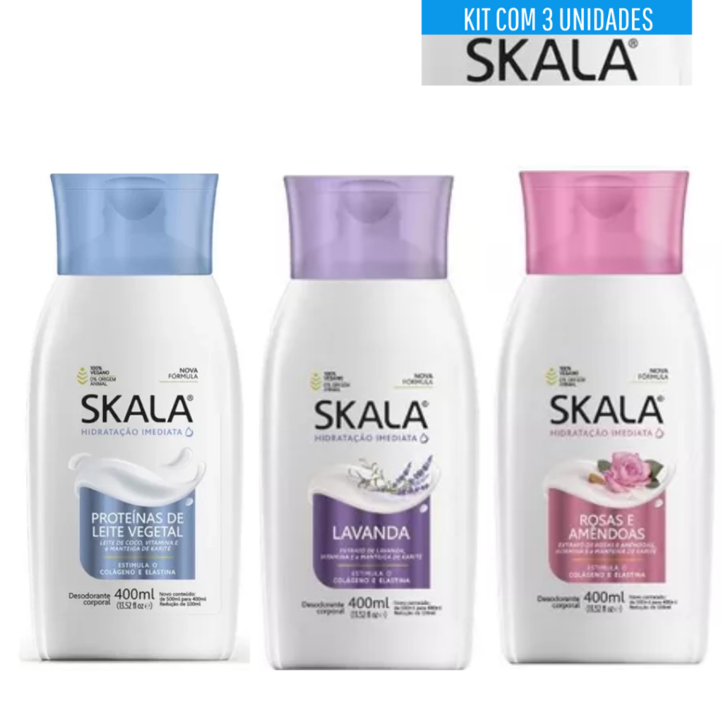 Hidratante Skala Corporal Fragrância Variadas 400ml - Kit C/3 Unidades ...