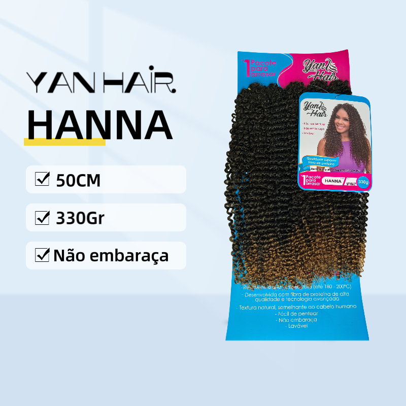 Cabelo Orgânico Para Crochet Braid HANNA 50cm Fibra Premium 330gr YAN ...
