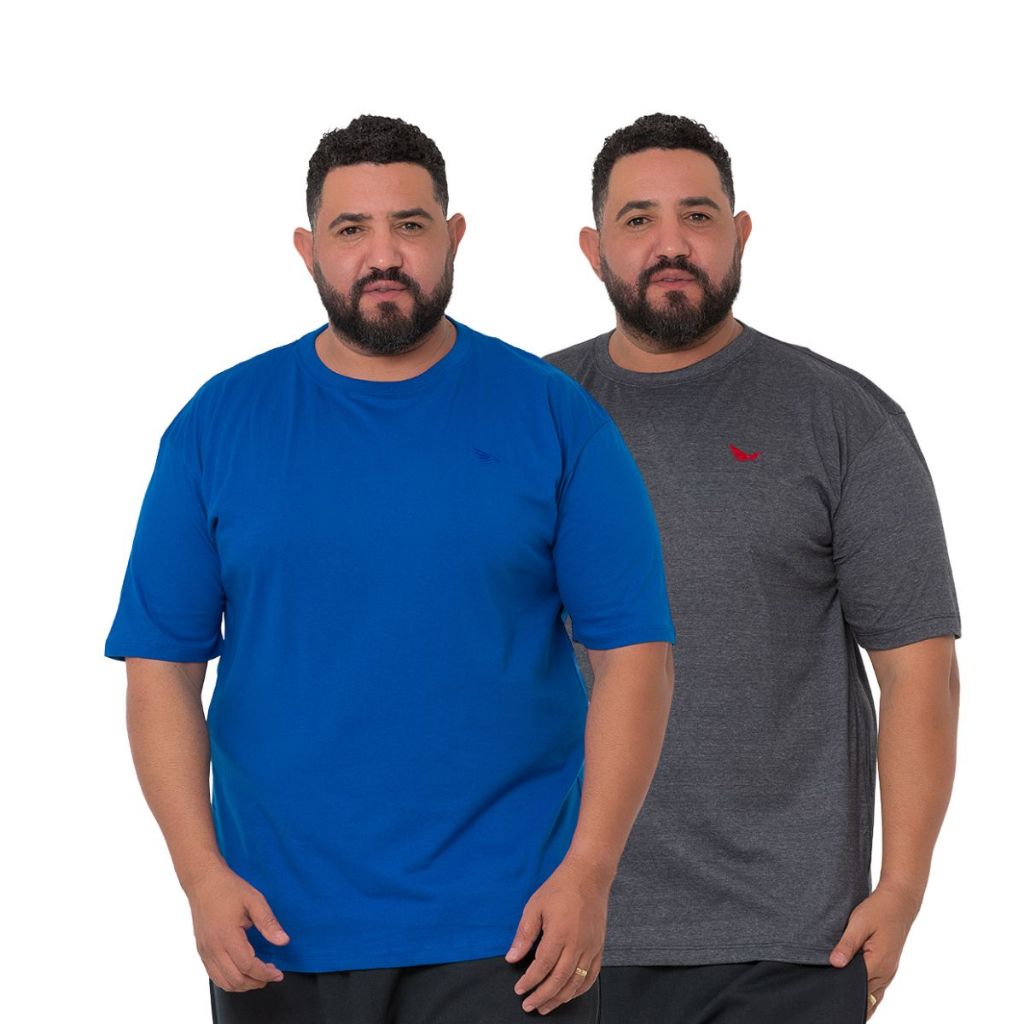 Kit 2 camisetas masculina gola redonda basicas plus size Ridens G1 AO ...