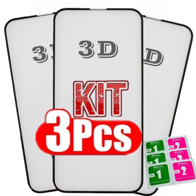 KIT Com 3 Película De Vidro 3D 9D Para Moto E13 E20 E22 E30 E40 E32 ...
