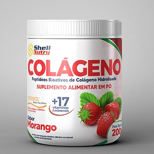 Colágeno Verisol em Pó Sabor Morango Shell Nutry 200gr | Shopee Brasil