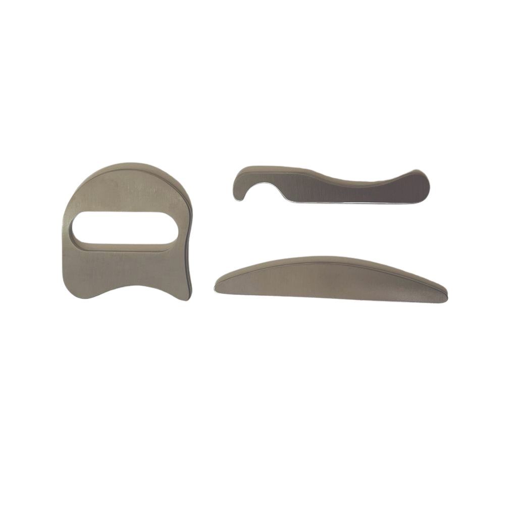 Kit Com 3 Instrumentos Soco Gancho Meia Lua De Liberacao Miofascial Massagem Iastm em Aco Inox ...