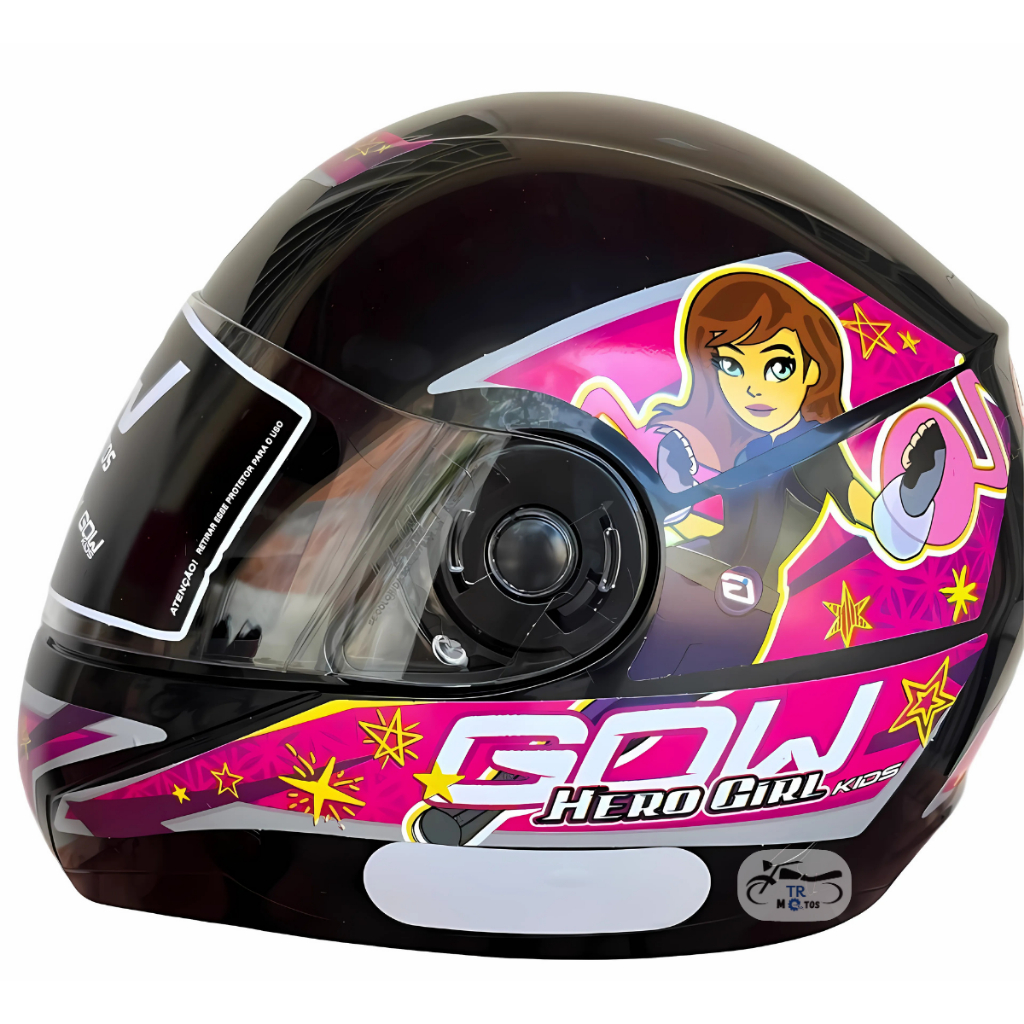 Capacete Feminino Gow Kids Infantil Preto Com Rosa Tamanho 54 Menina ...