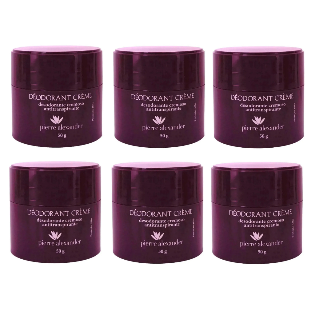 Kit 6 Desodorante Cremoso Antitranspirante Pierre Alexander - Pote 50g ...