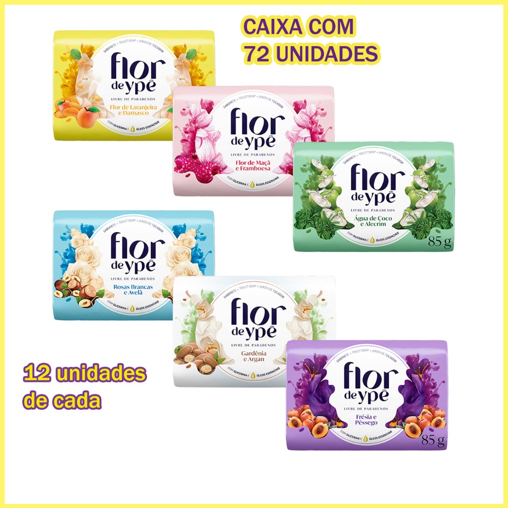 Kit Sabonete Flor De Ypê 85g - 6 Fragrâncias - Cx. 72 Unidades ...