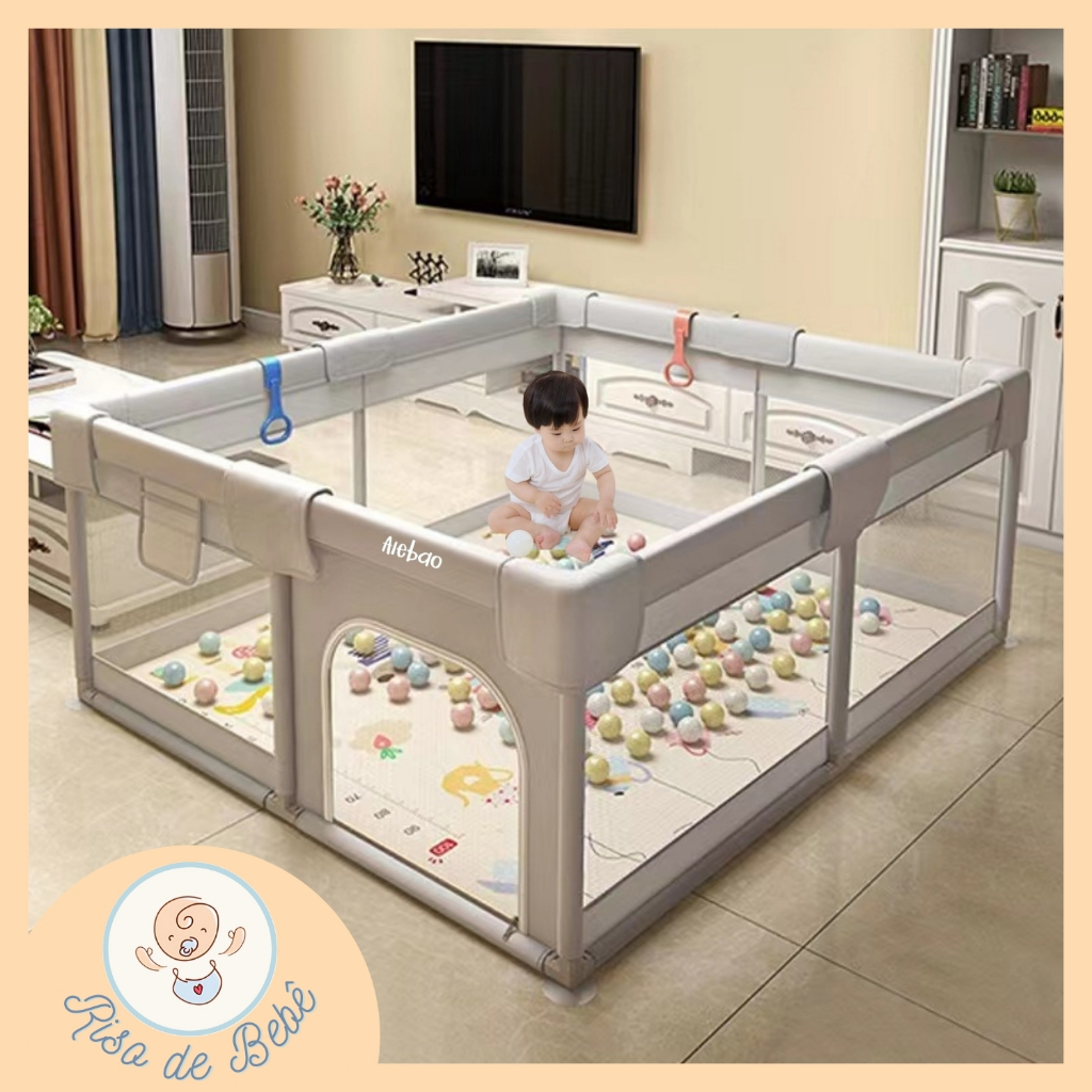 Cercado Para Bebê Grande Até 6 Anos 48 Peças Bolsa Transporte OU Tapete ...