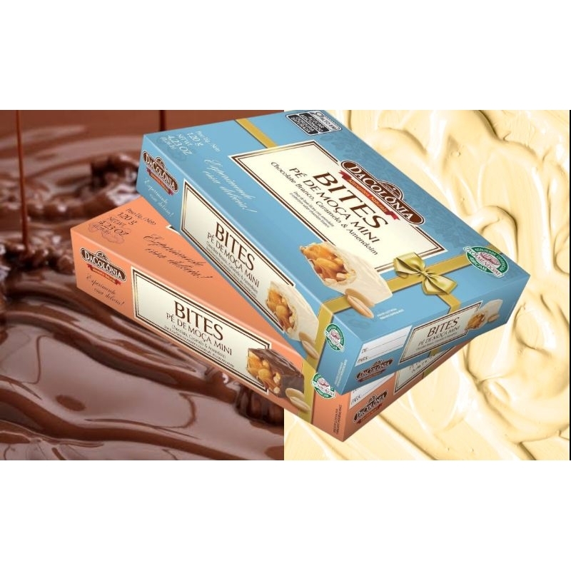 KIT C/ 2x CX BITES PÉ DE MOÇA MINI 120GR - 1x COBERTURA DE CHOCOLATE AO ...