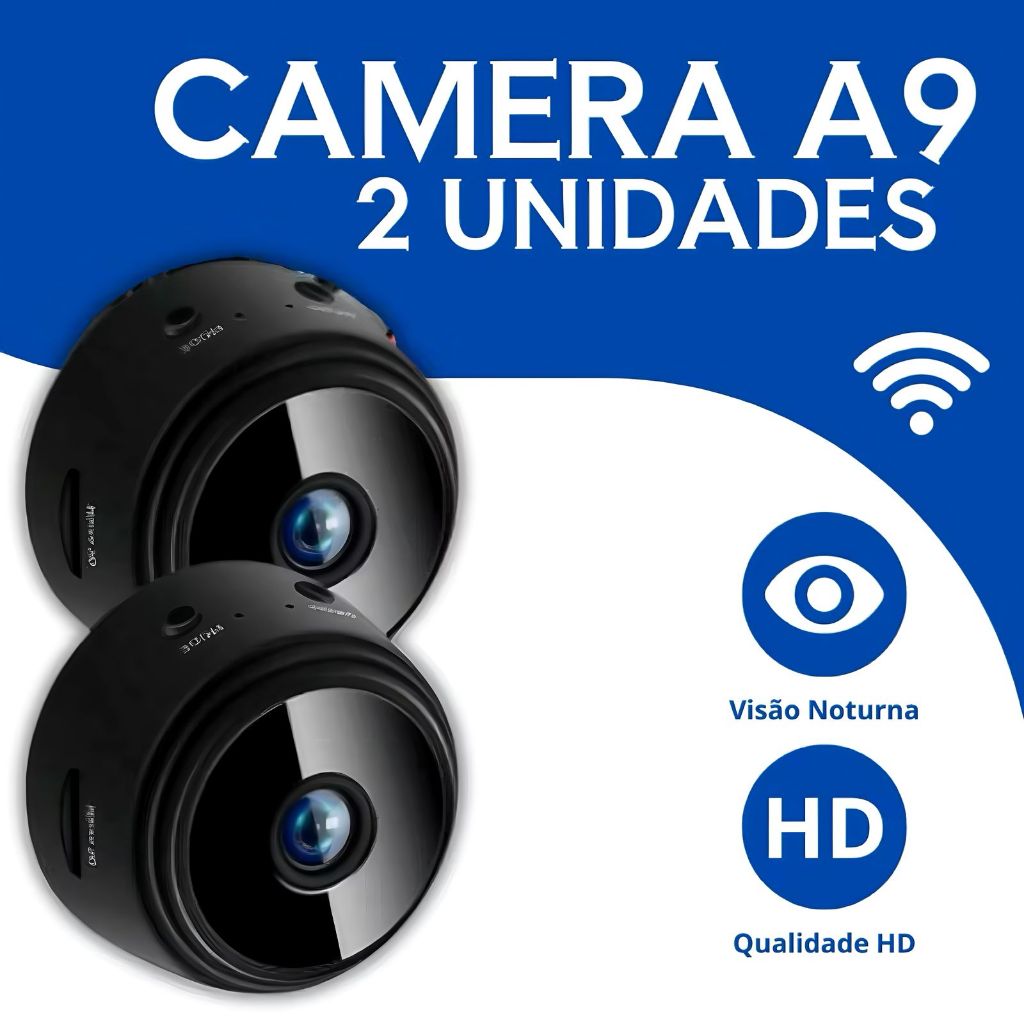 Kit 02 Cameras A9 HD Visão Noturna Wifi Câmera 1080P Sem Fio Vigilância ...