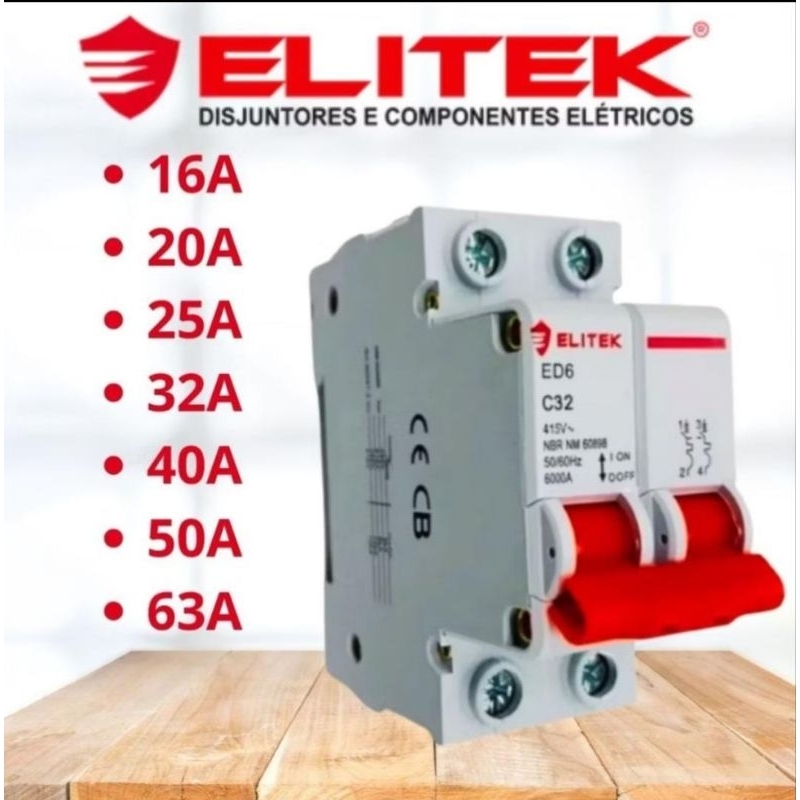 disjuntor bipolar duplo elitek 10A 16A 20A 25A 32A 40A 50A 63A | Shopee Brasil