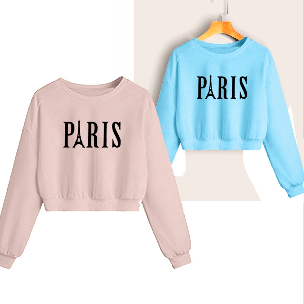 Kit 2 Cropped Moletom Premium Pelúciado Paris Envio em 24h | Shopee Brasil
