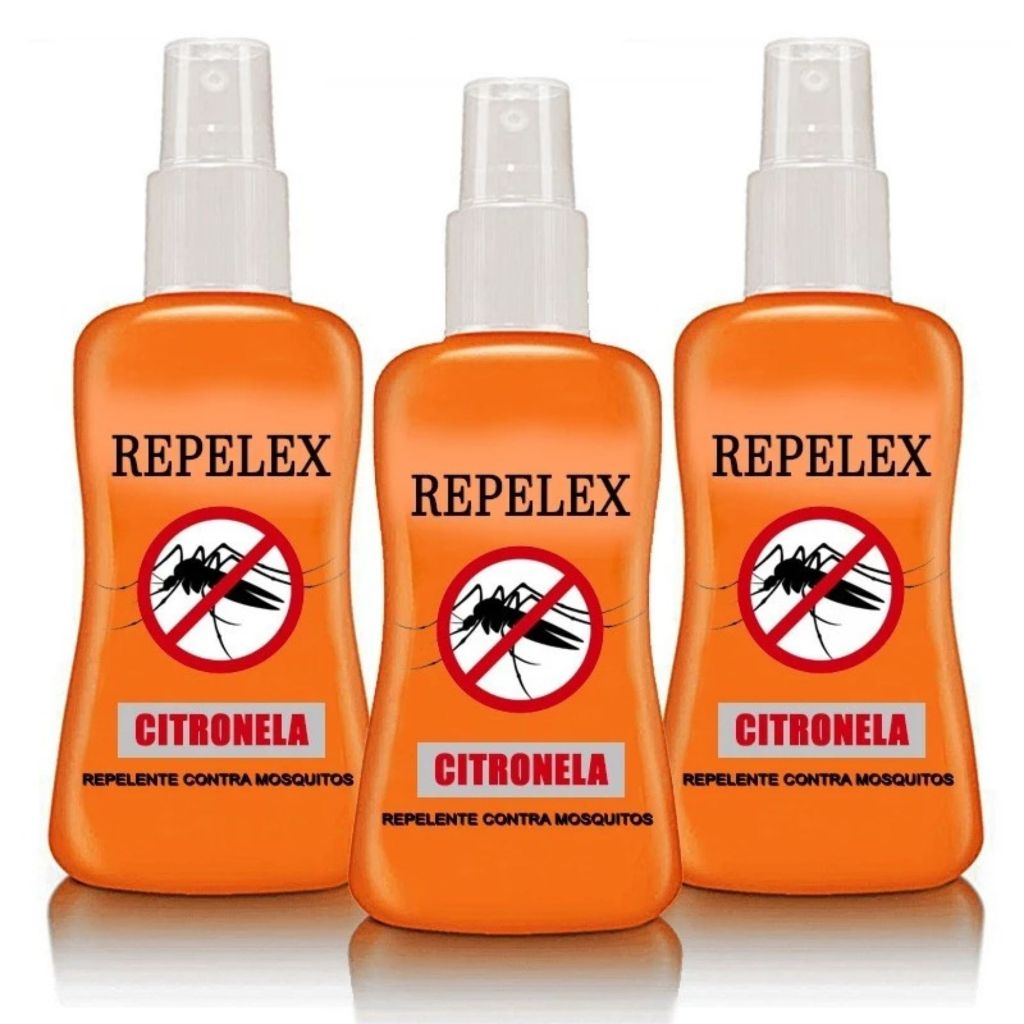 Kit 3 un Repelente Spray Citronela Contra Insetos e Mosquitos Repelex ...