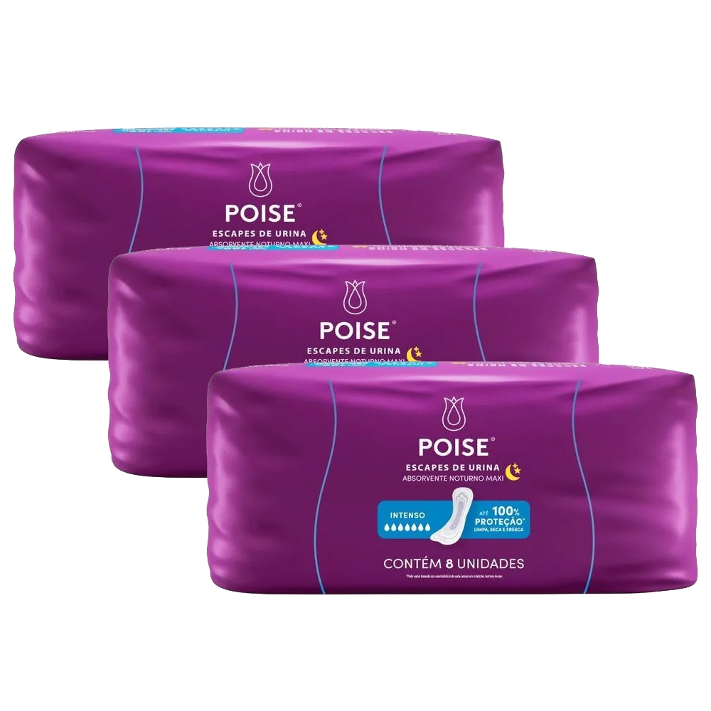 Kit Absorvente Geriátrico Noturno Escape Intenso Poise 3 pacotes ...