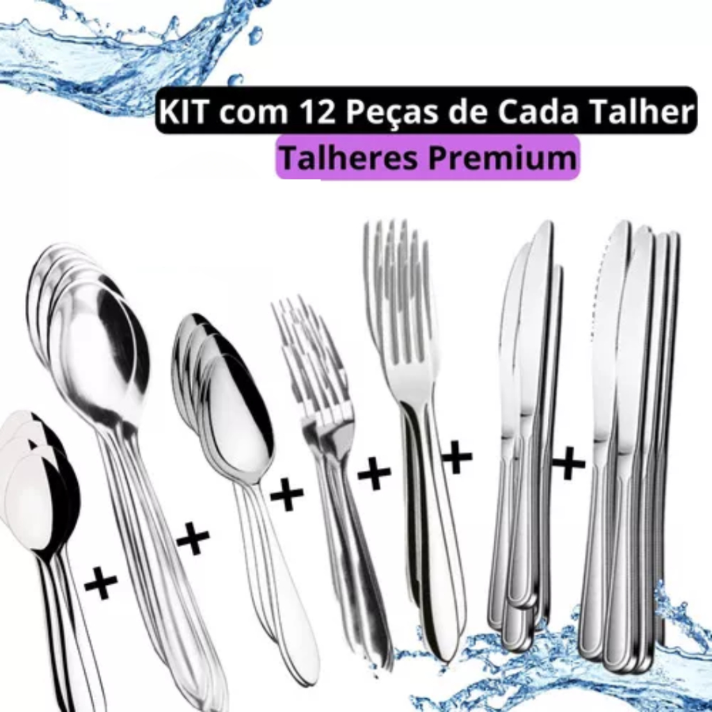 Kit de talheres Premium com 12 peças de cada talher | Shopee Brasil