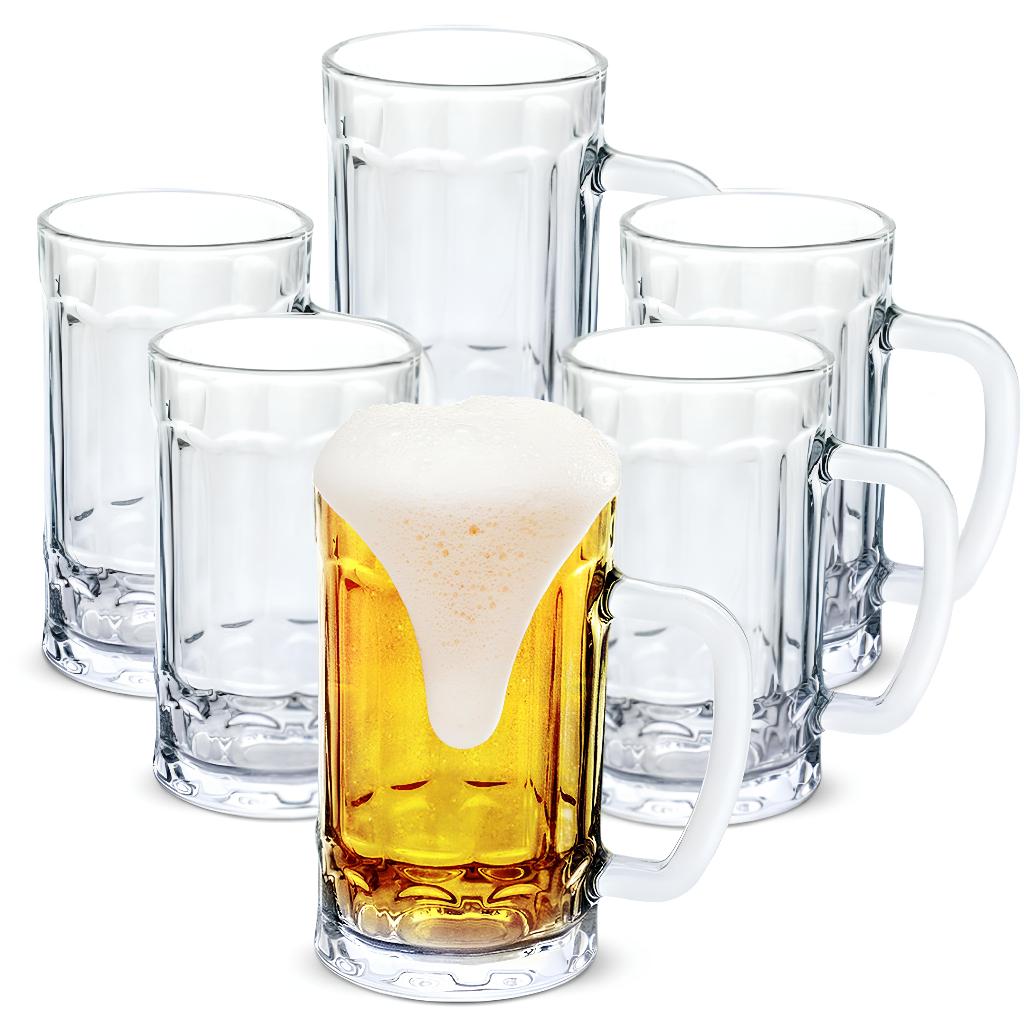 Caneca De Chopp Vidro 390ml Kit Canecas Conjunto Copo Cerveja De Bebidas Churrasco Festa ...