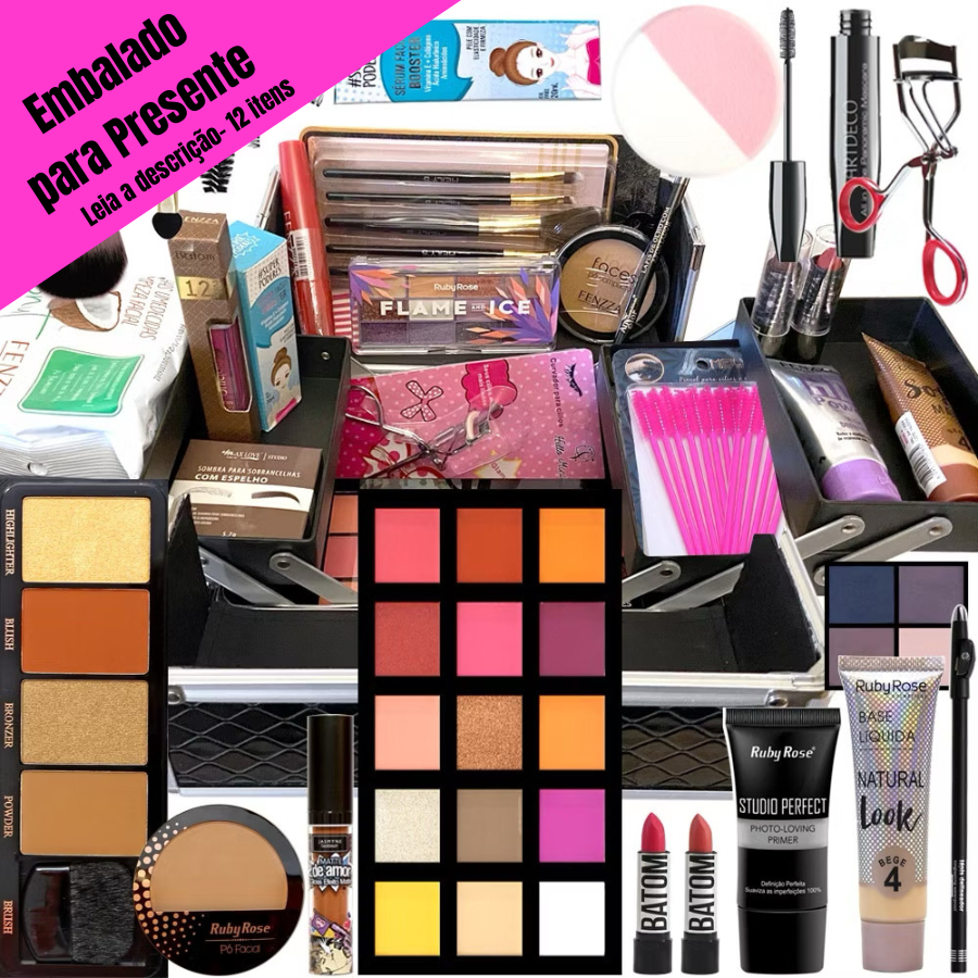 Kit Maquiagem para Presente Especial 12 itens Completo Gloss Perfume ...