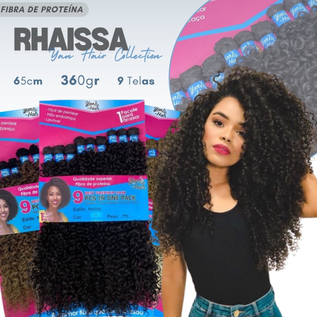 Cabelo Cacheado Rhaissa Fibra de Proteína 65cm Yan Hair 360gr | Shopee ...