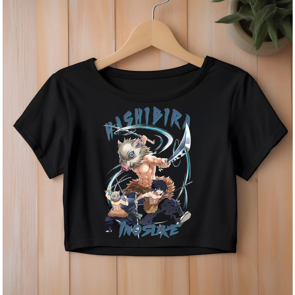 Cropped Blusinha Demon Slayer Inosuke - feminino - preto. | Shopee Brasil